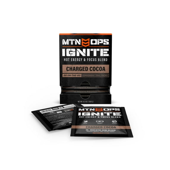 MTN OPS Hot Ignite Supercharged Energy Drink, 20 Trail Packs, Charged Cocoa, 110 - Walmart.com