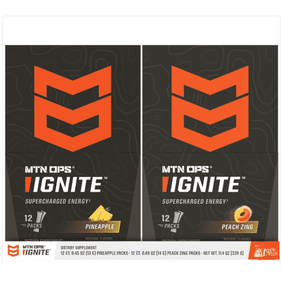 MTN OPS Ignite Energy Drink Mix, 24 Pack Variety, 200mg Caffeine, Low ...