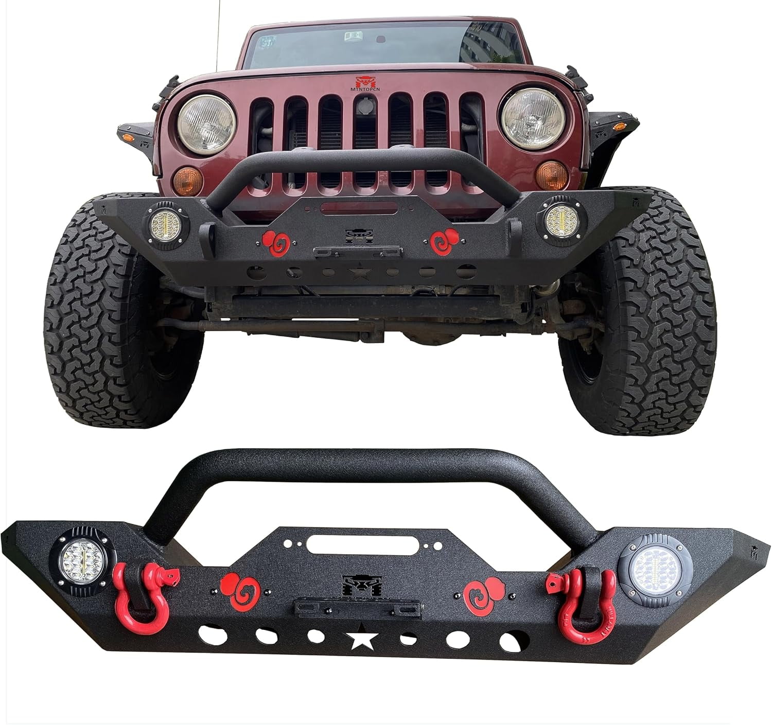 MTNTOPCN Front Bumper Compatible for Jeep Wrangler & Gladiator with ...
