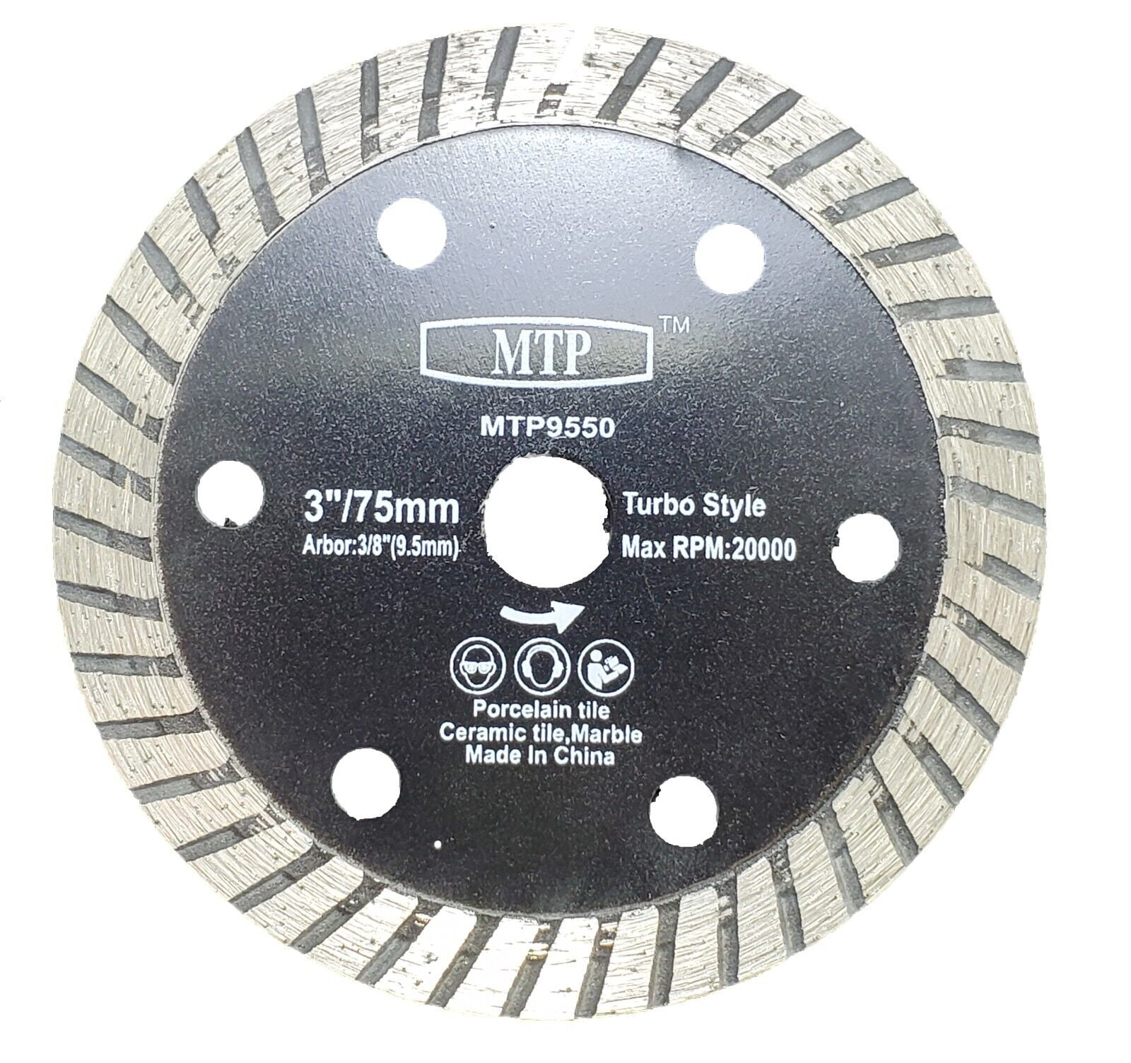 MTP 3" (9.5mm) 3/8" 3x3/8 Tile Stone Granite Turbo Blade Cutting Blade ...