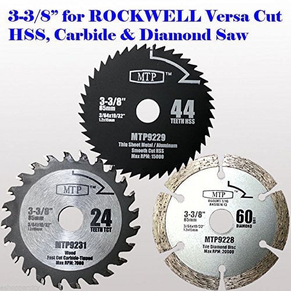 MTP 3x 3-3/8-inch Diamond / Wood/ Metal Circular Saw Blade for Rockwell ...