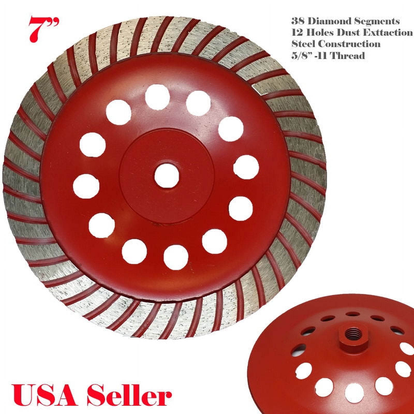 MTP ® 7" x 38 Segment 5/8-11 Thread Diamond Grinding CUP Wheel Disc ...