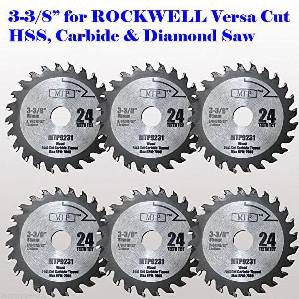 MTP Branded Pack of 6 24 Carbide Tip 3-3/8-inch WOOD Circular Saw Blade ...