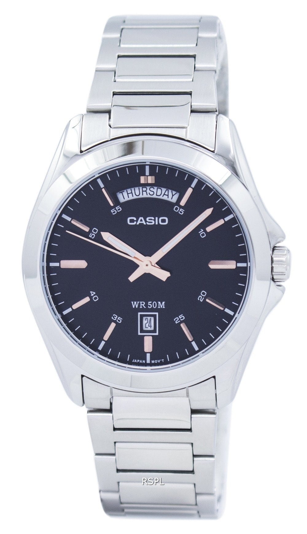 MTP1370D-1A2V Men's Standard Analog Stainless Steel Classic Day Date ...