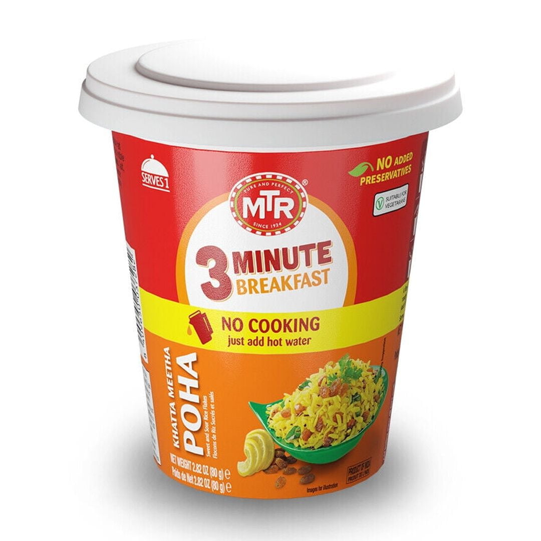 MTR 3 Minutes Breakfast, Ready to Eat, Indian Snack, Poha Cup - 80g ...
