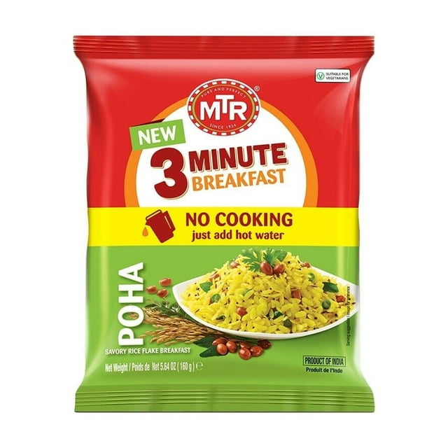 MTR 3 Minutes Breakfast, Ready to Eat, Indian Snack, Poha Pouch 160g ...
