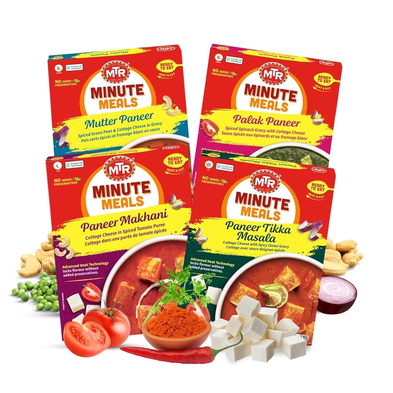 MTR Exotic Paneer Mix (Pack of 4) – Assorted Indian Paneer Dishes ...