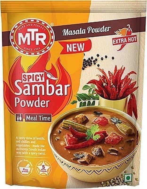 MTR Sambar Powder - Spicy - Extra Hot100 gm bag Pack of 2 - Walmart.com