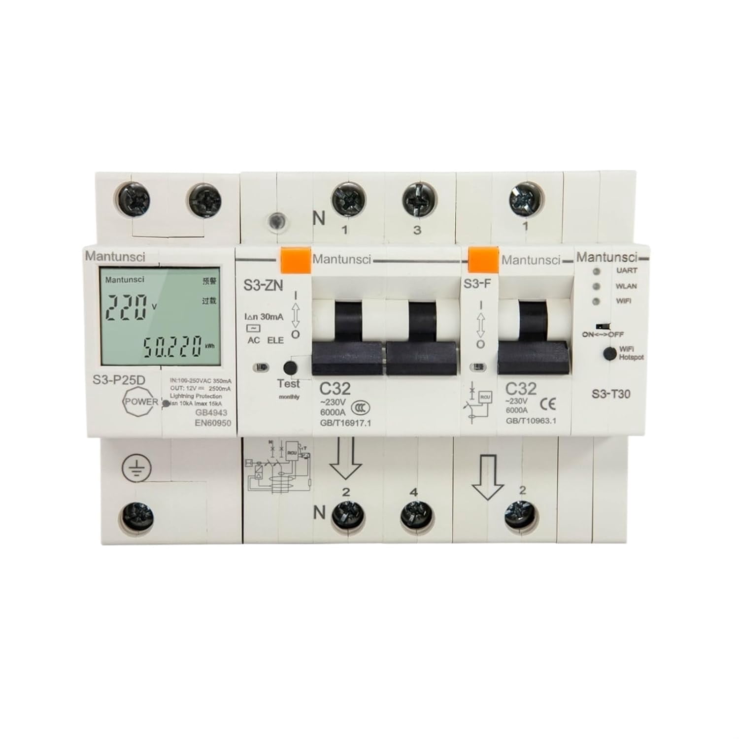 MTS3 Timer Control 20a 32a 63a WiFi Circuit Breaker for smarthome ...