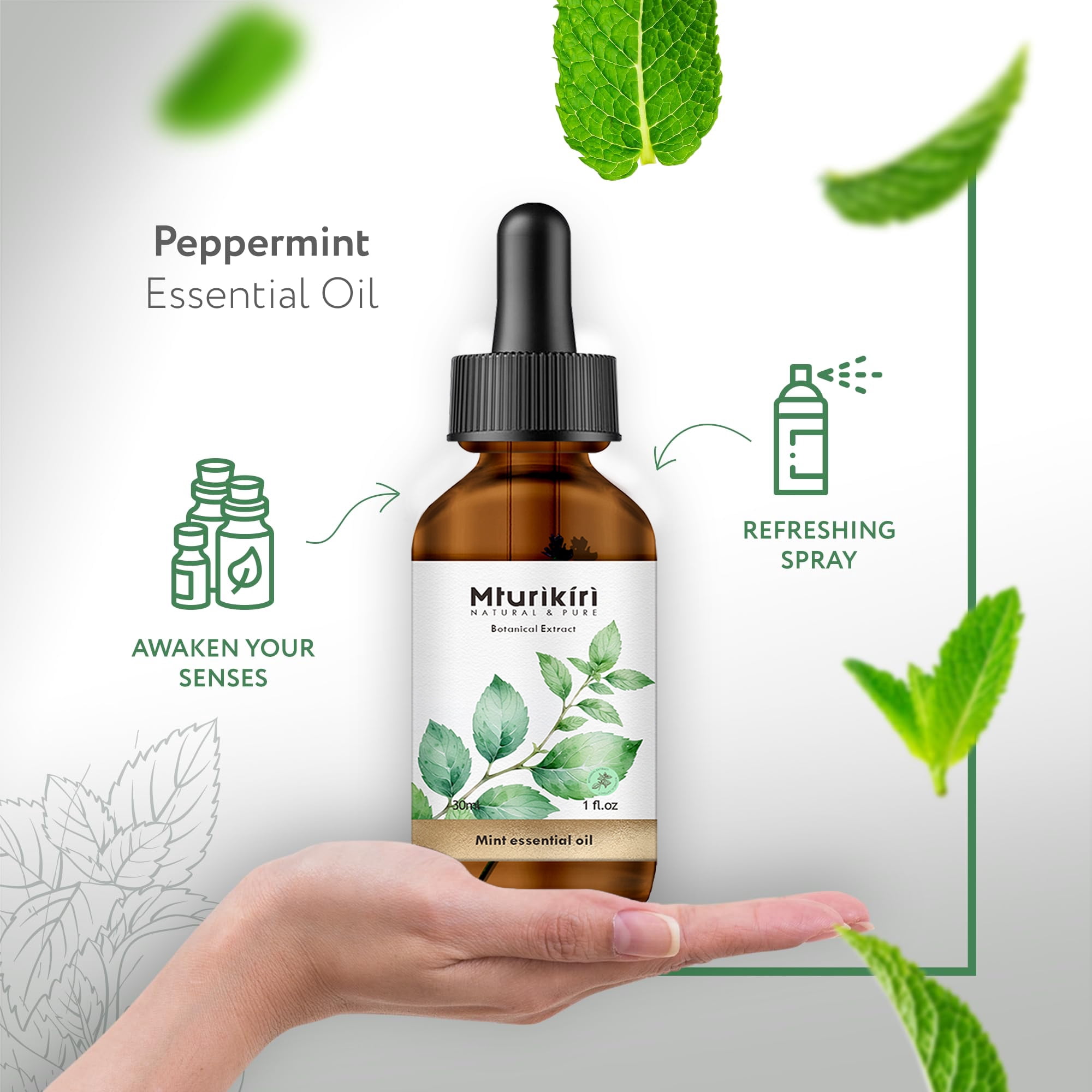 MTURIKIRI 100% Plant-Based Peppermint Essential Oil - 1 oz, Pure for ...