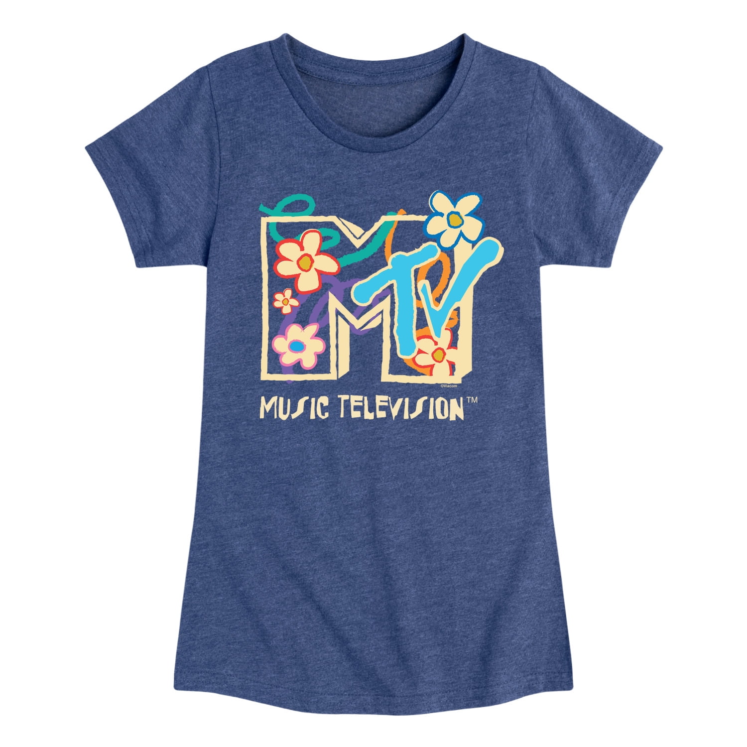 MTV - Drawn Floral Logo - Toddler & Youth Girls Short Sleeve Graphic T ...
