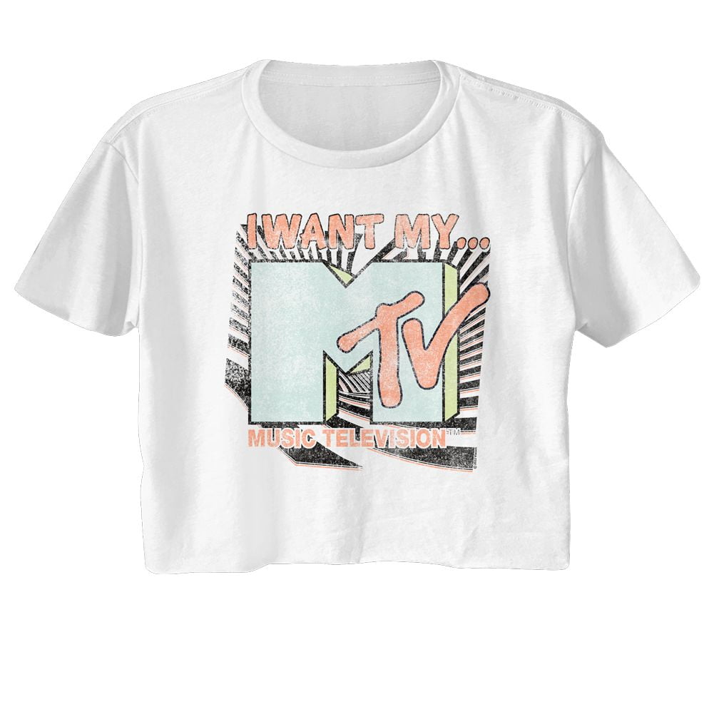 MTV I Want My MTV White Women's Festival Crop Top T-Shirt - Walmart.com