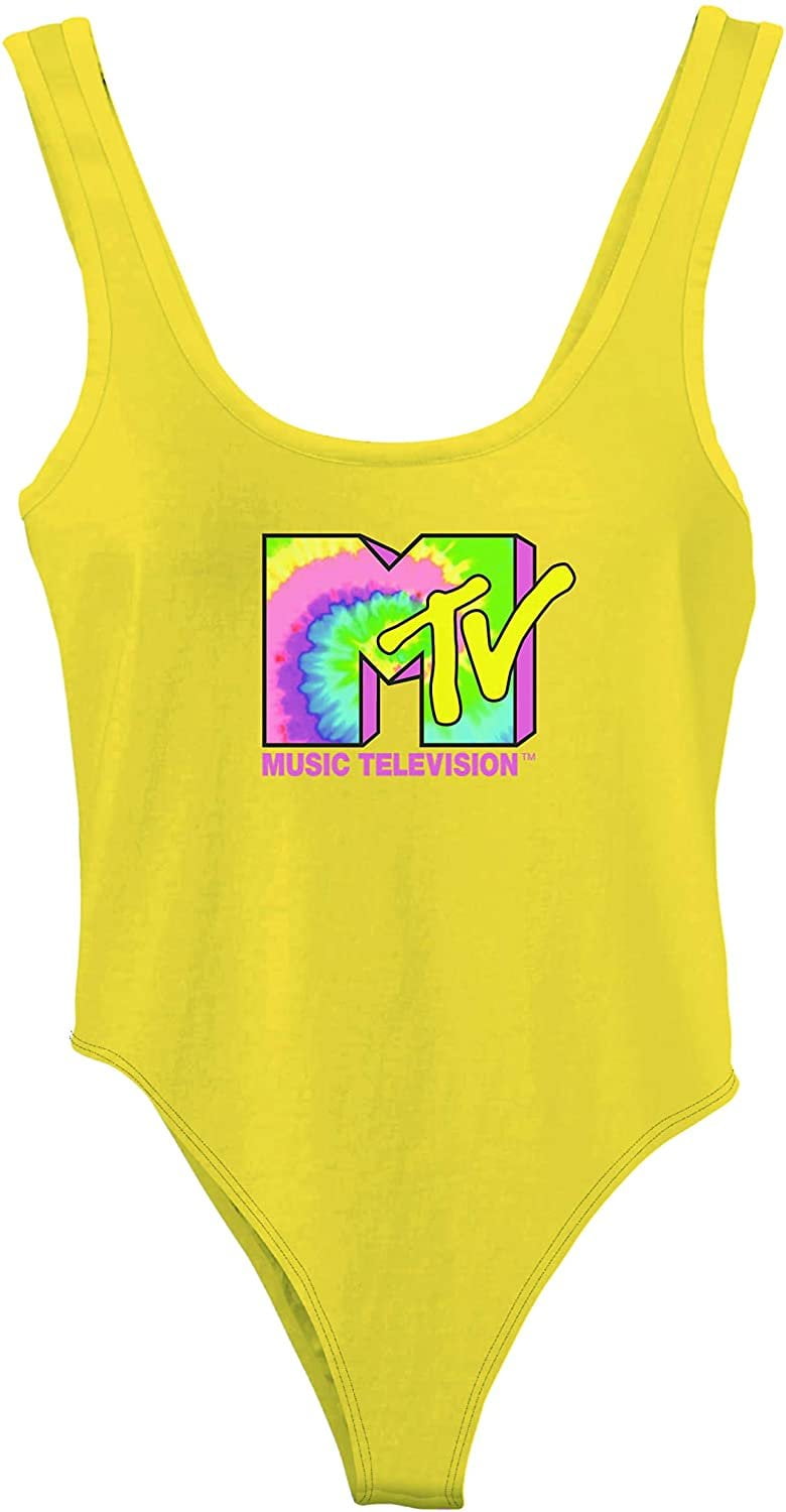 MTV Ladies Bodysuit, Racer Back Tank Top MTV Logo Shapewear Yellow – M ...
