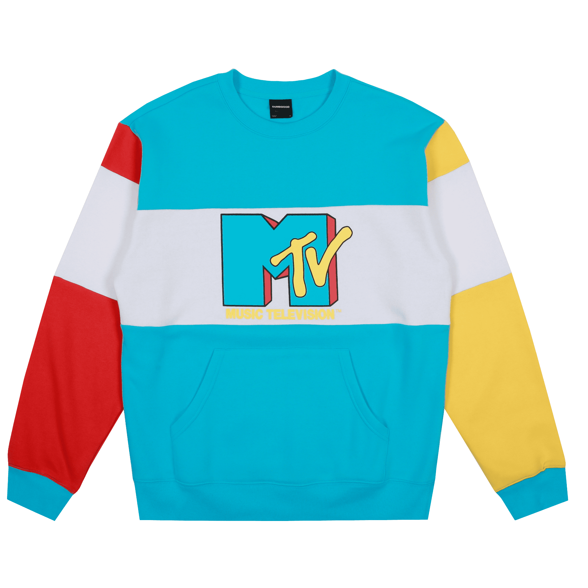 MTV Logo Crew Neck Long Sleeve Colorblock Sweatshirt -Large - Walmart.com