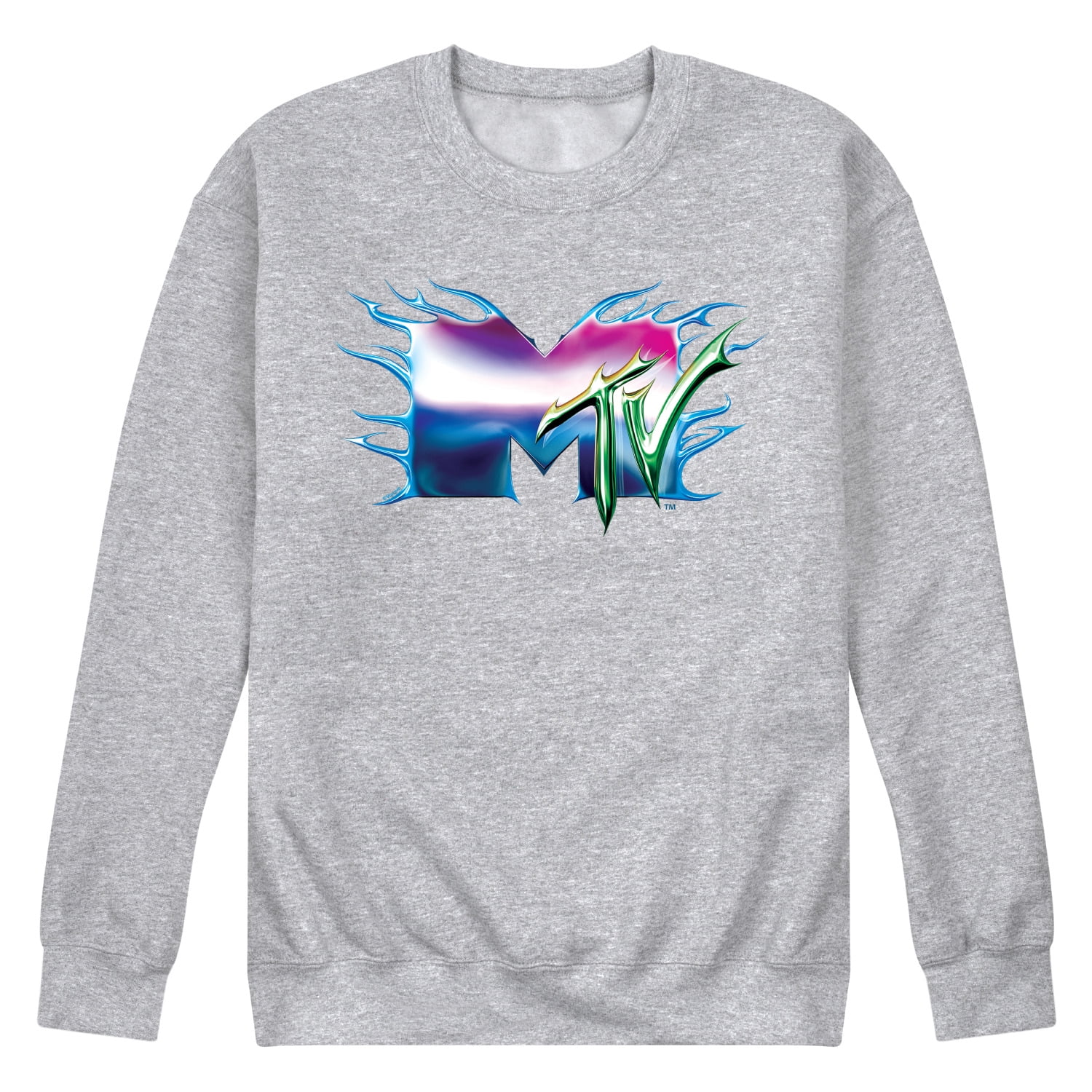 MTV - Logo Liquid Metal - Men's Crew Neck Fleece Pullover - Walmart.com