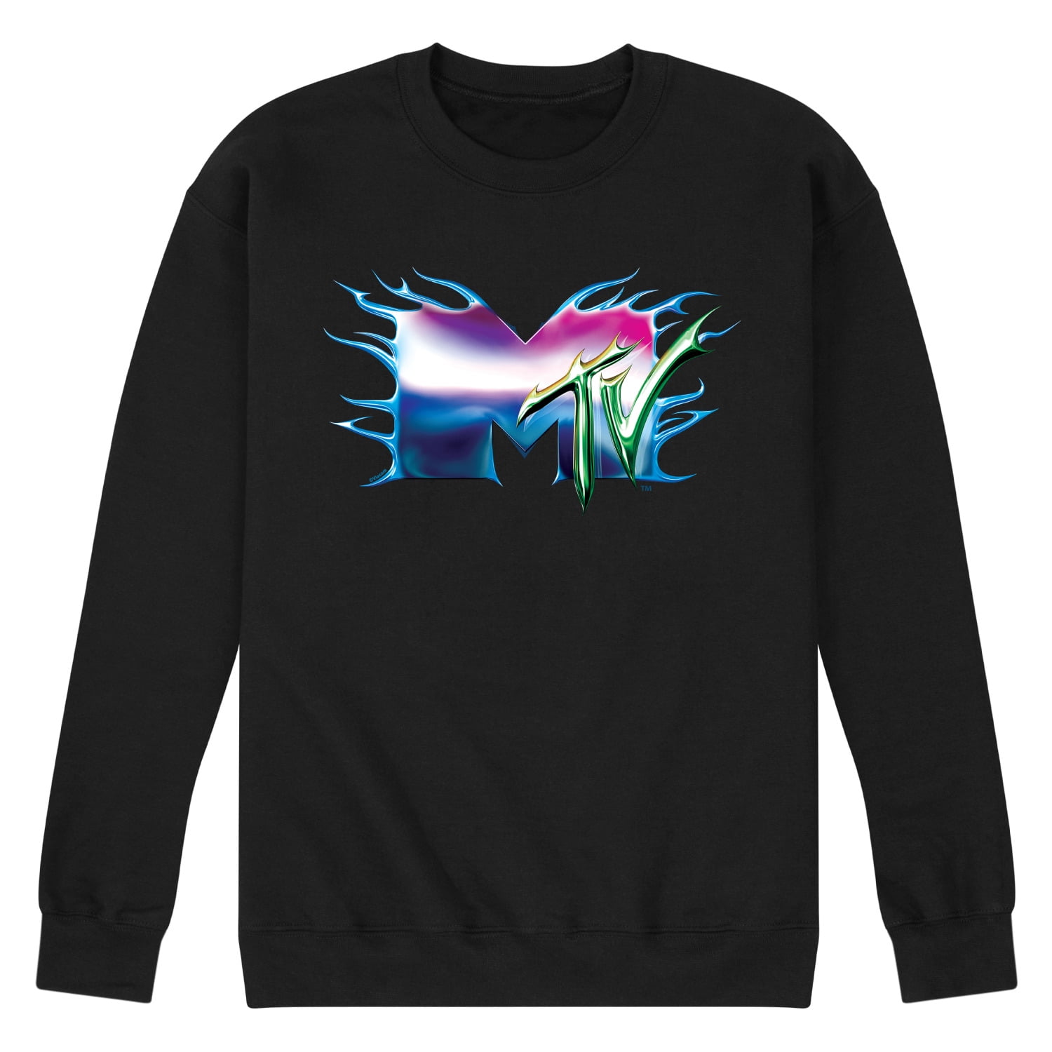 MTV - Logo Liquid Metal - Men's Crew Neck Fleece Pullover - Walmart.com