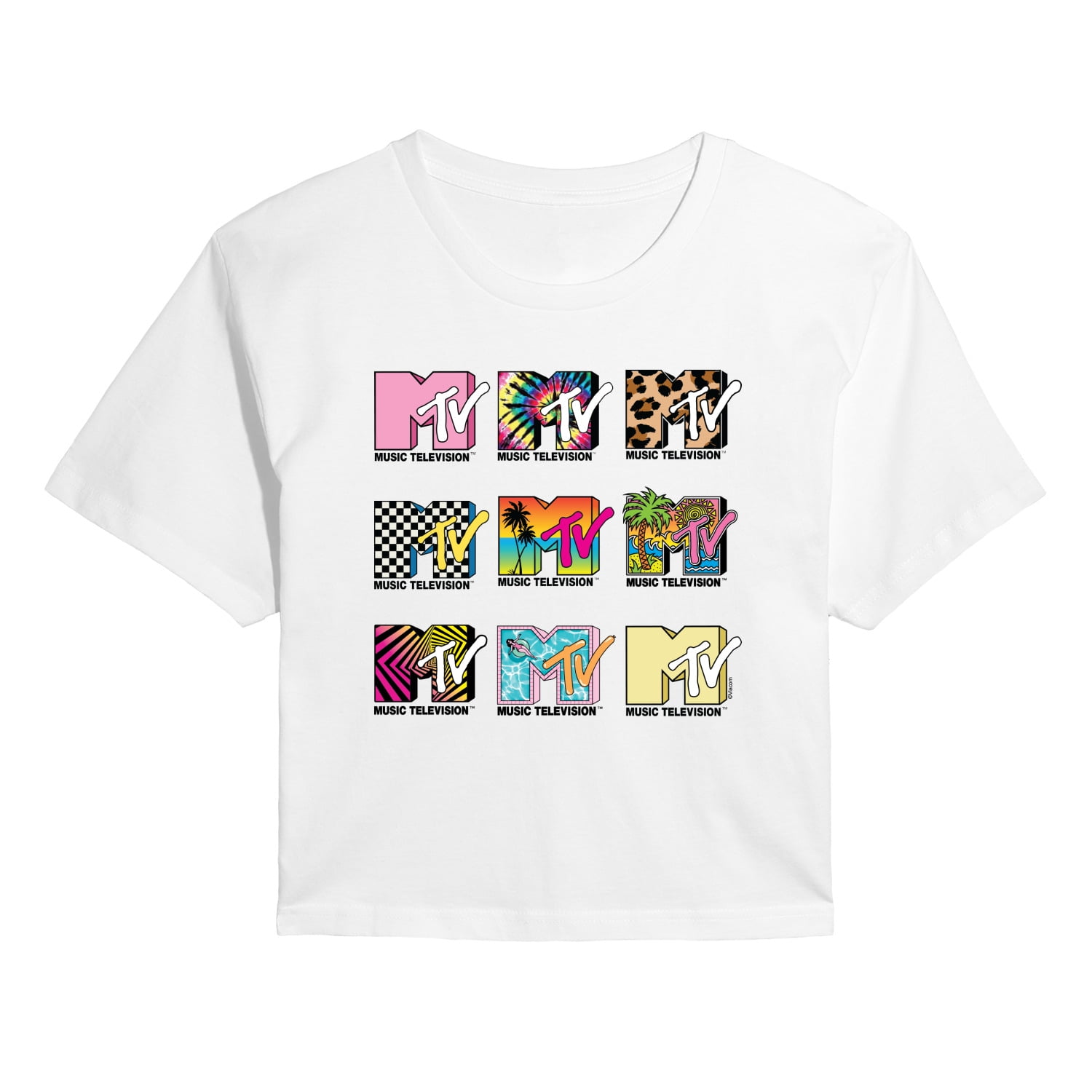 MTV Logo - MTV Top Logos - Juniors Cropped Graphic T-Shirt - Walmart.com