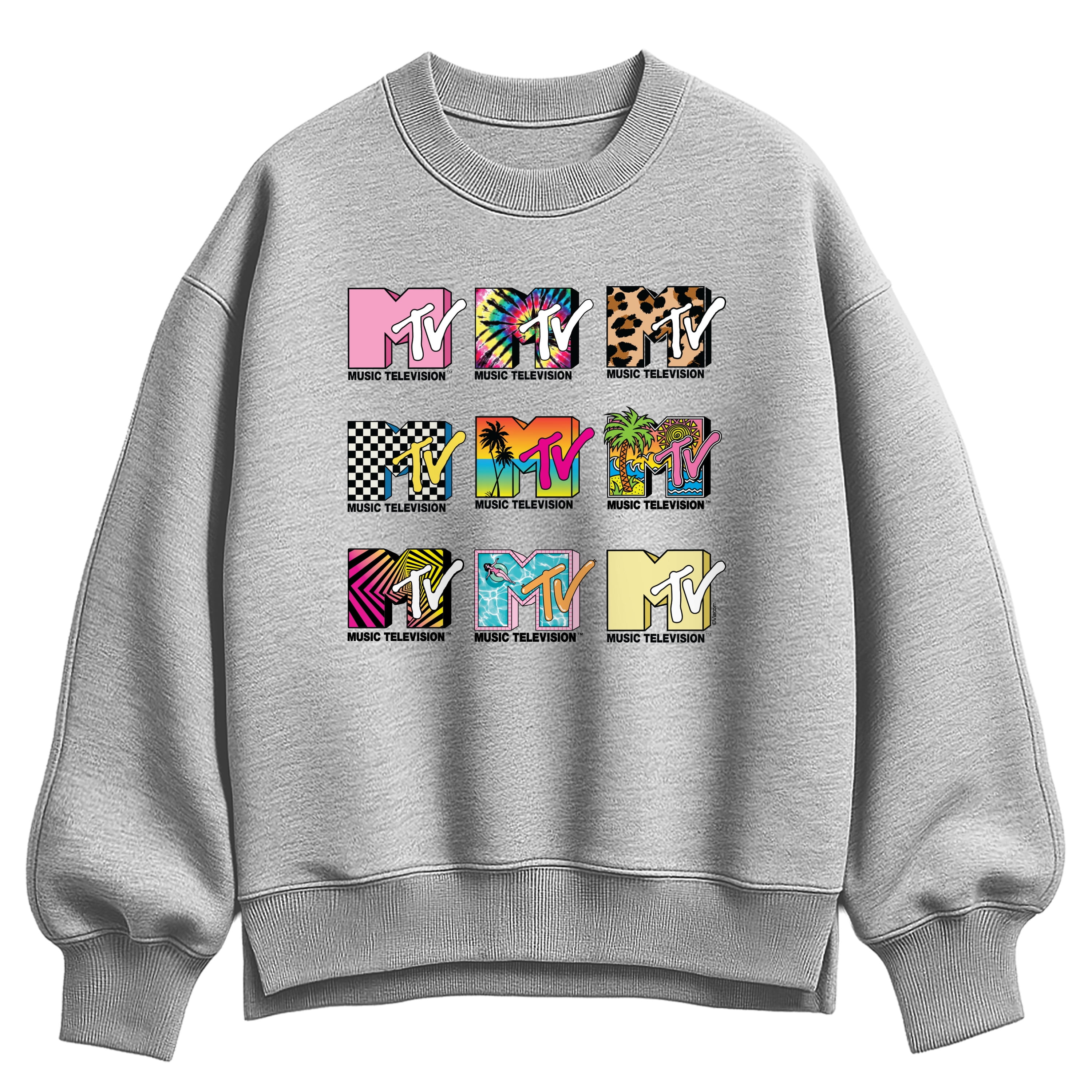 MTV Logo - MTV Top Logos - Women's Oversized Fleece Crew Sweatshirt ...