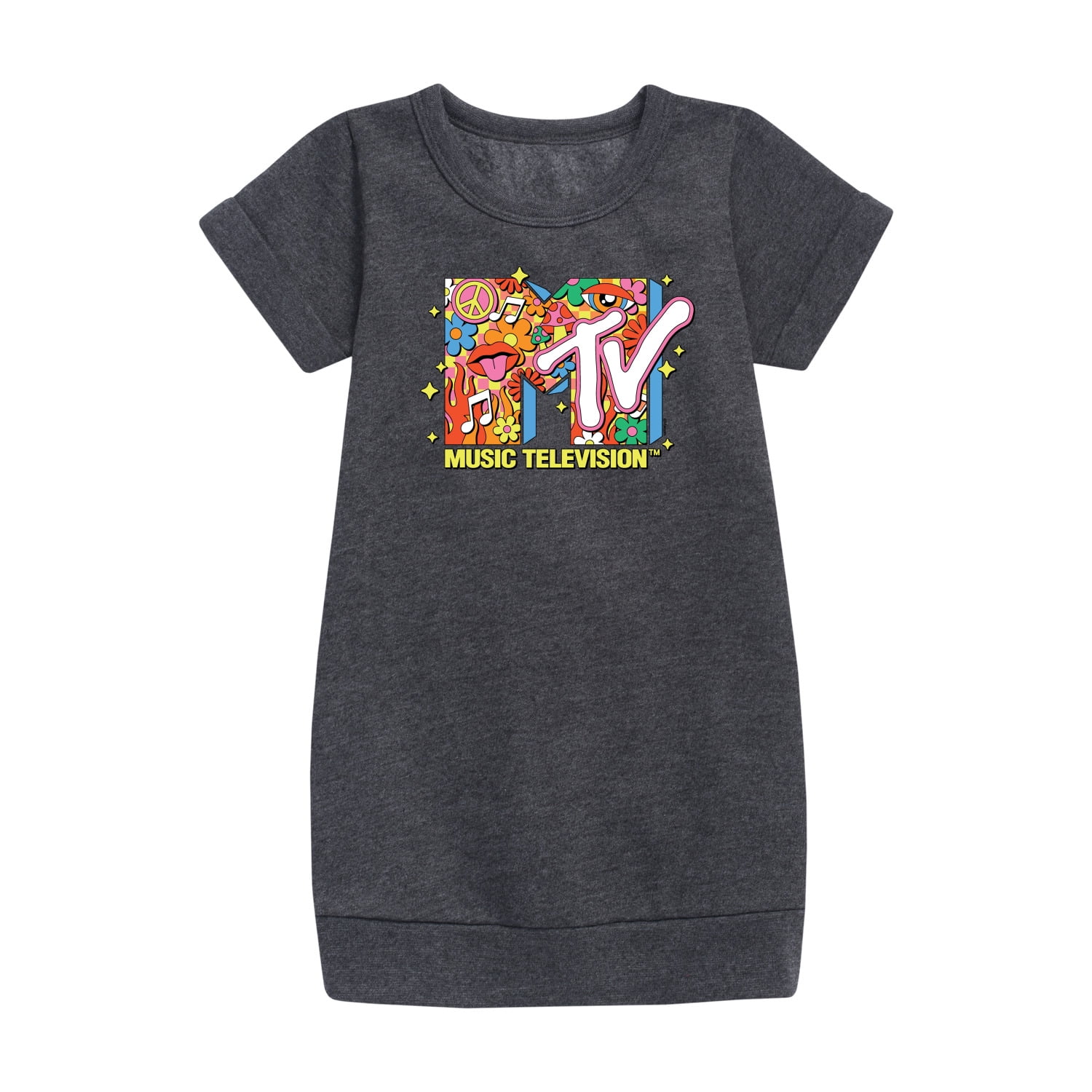 MTV - Logo Retro Collage - Toddler & Youth Girls Fleece Dress - Walmart.com