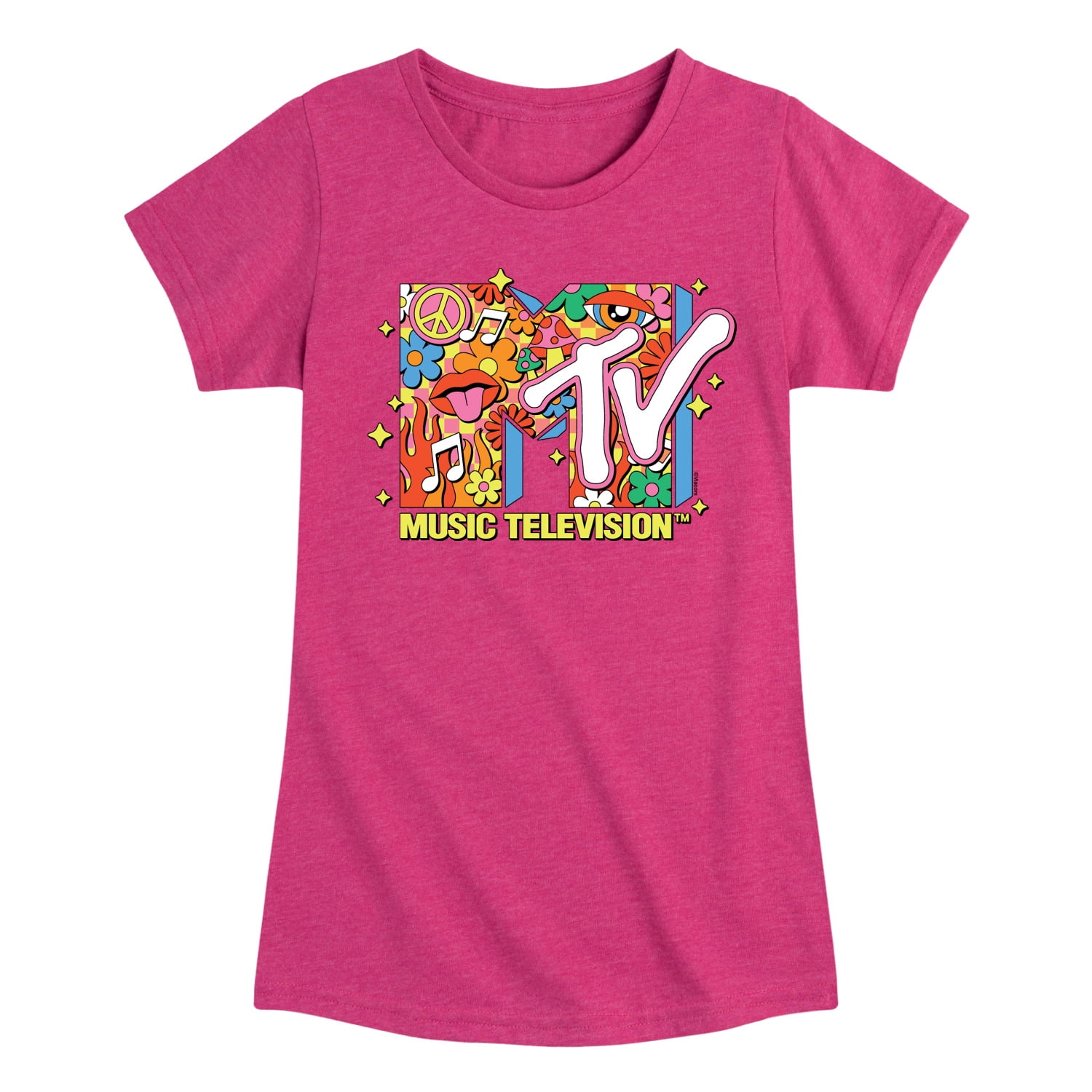 MTV - Logo Retro Collage - Toddler & Youth Girls Short Sleeve Graphic T ...