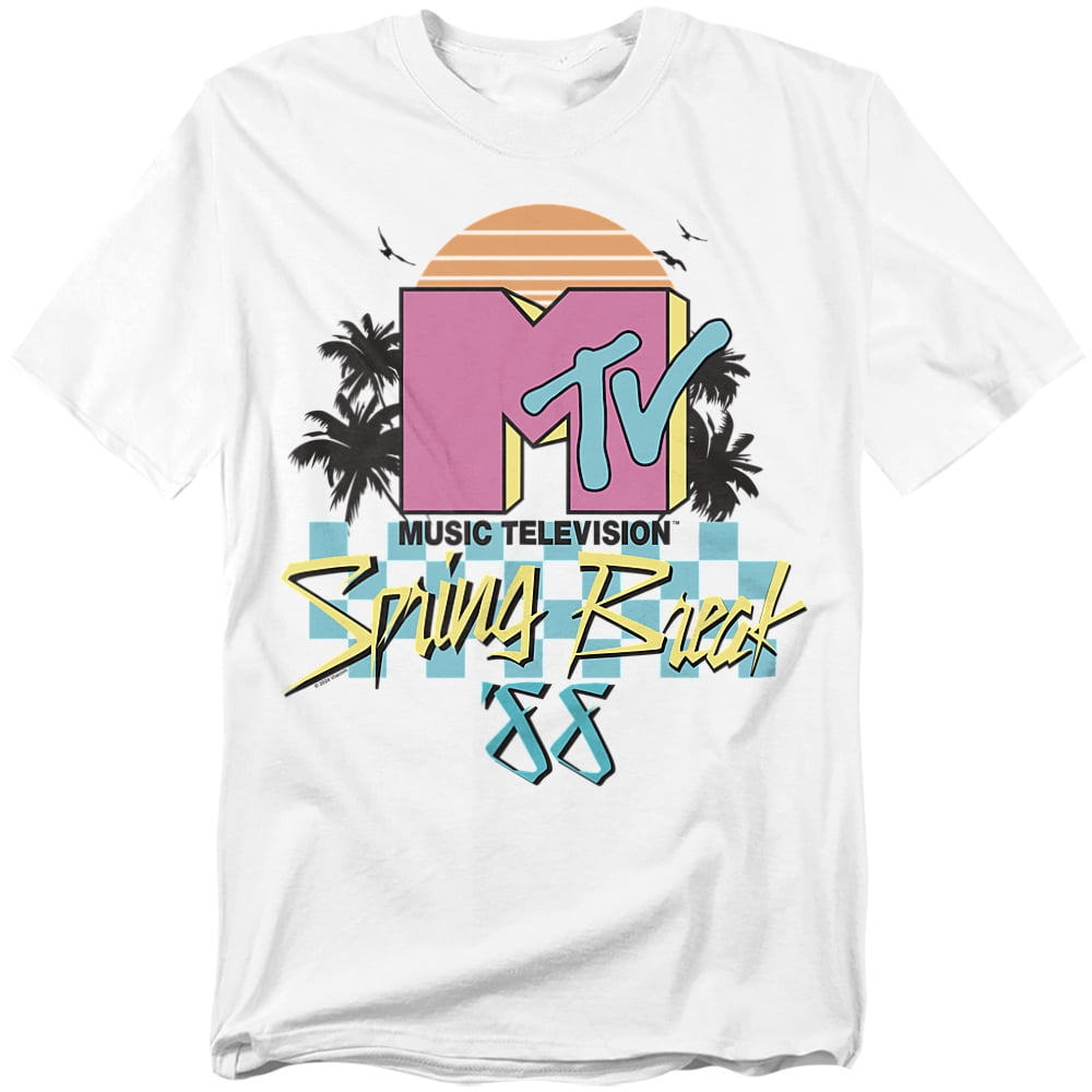 MTV - Logo T-Shirt Spring Break Checkerboard Unisex Graphic Tee for Men ...