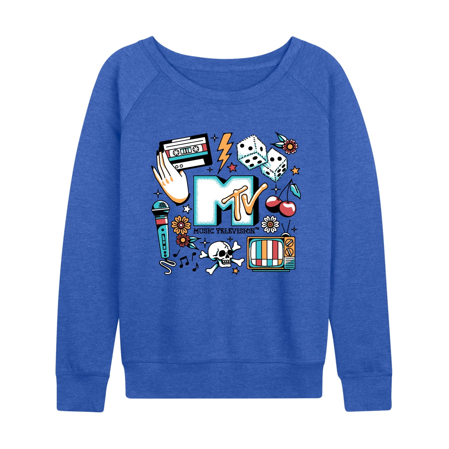 MTV - MTV Flash Tattoos - Women's French Terry Long Sleeve Pullover ...