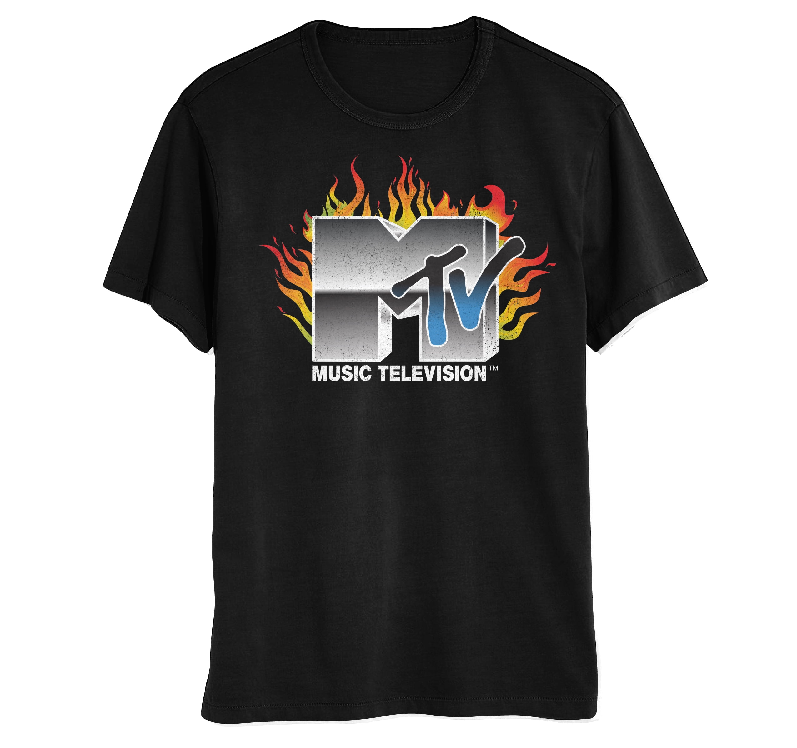 MTV Music Television Flaming Motor Chrome Logo Mens and Womens Short ...