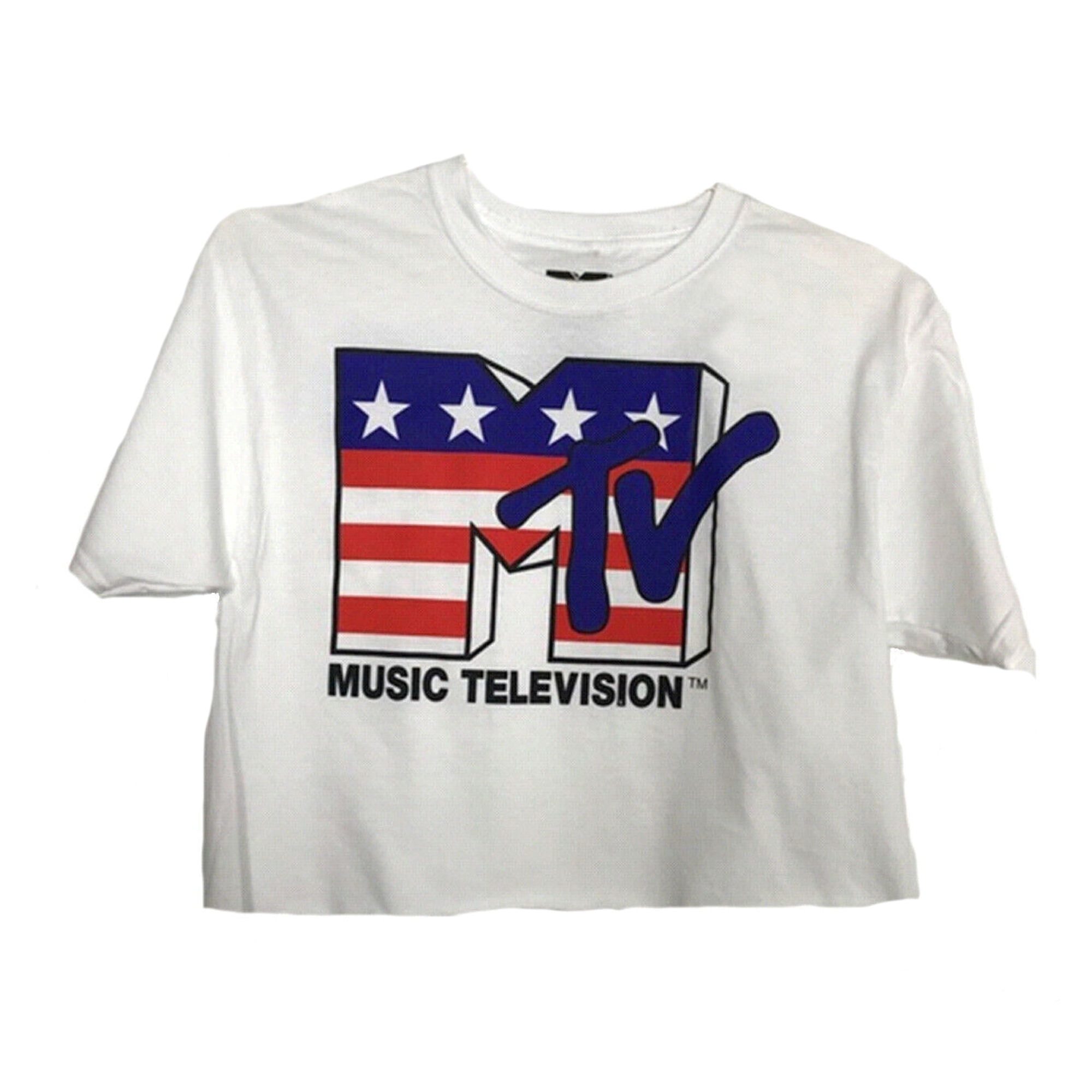 MTV Music Television Junior Women's American Flag Cropped T-Shirt ...