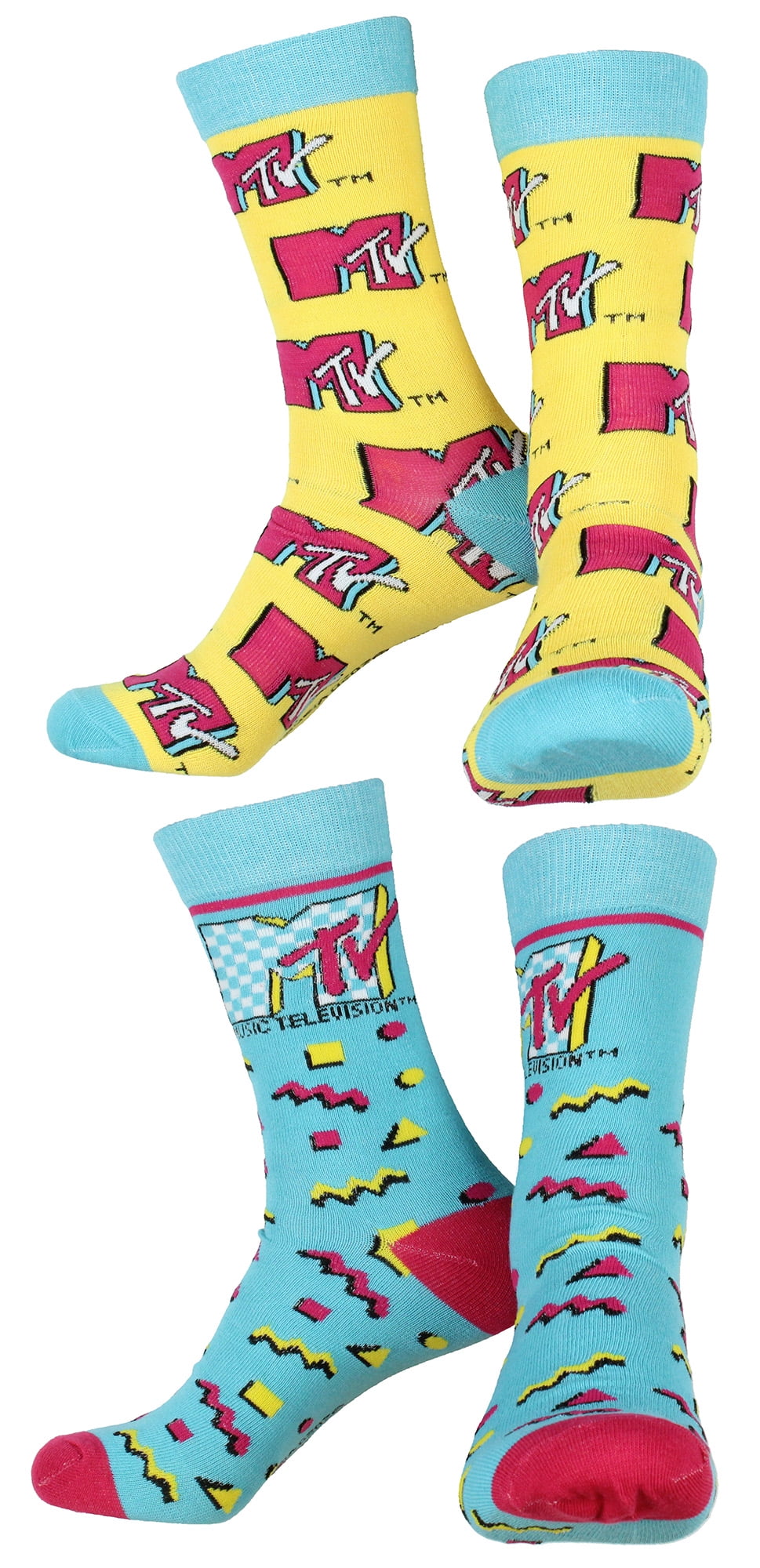 MTV Music Television Logo Unisex 2 Pack Crew Socks - Walmart.com