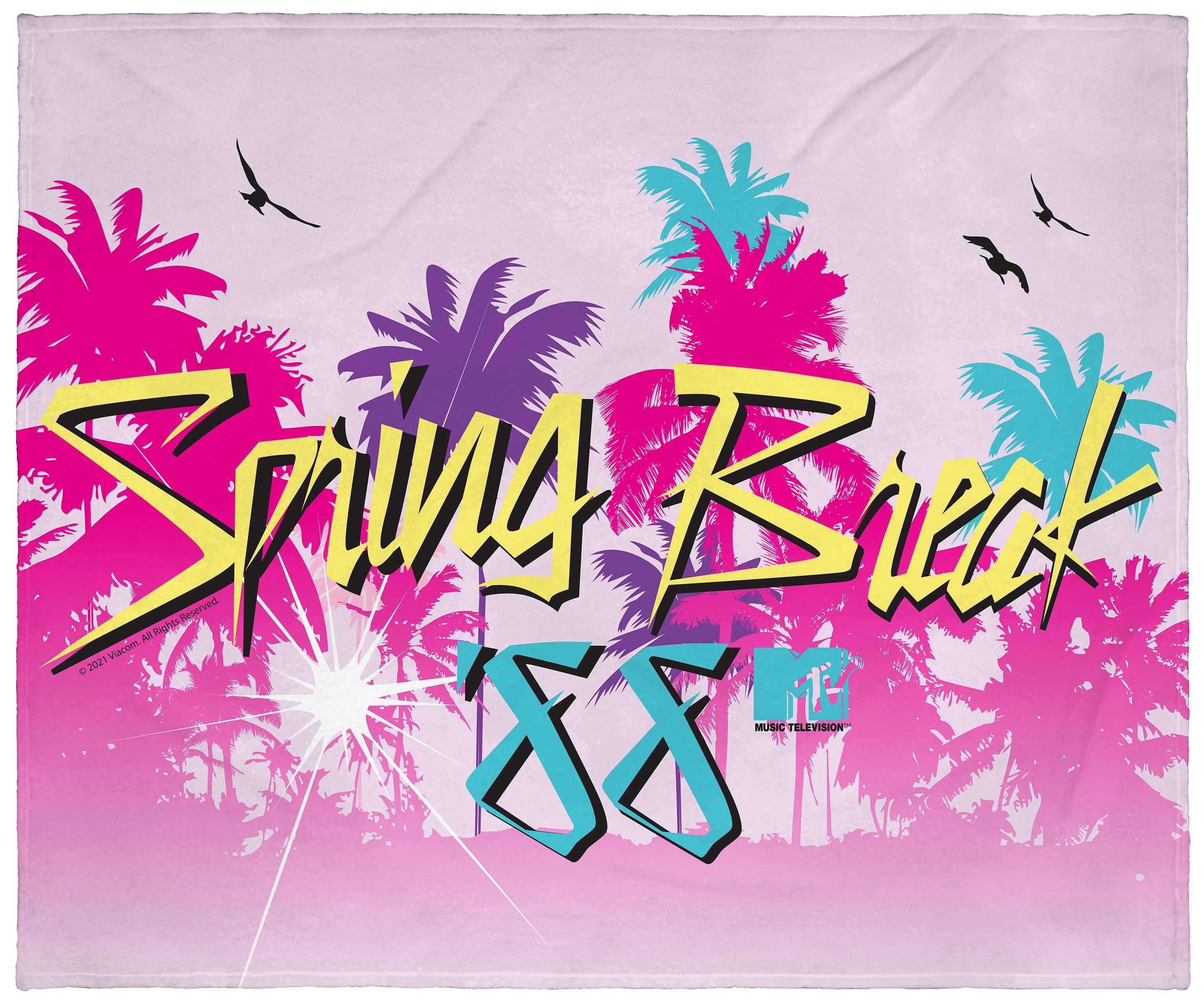 MTV Music Television Spring Break '88 Logo Plush Fleece Throw Blanket ...
