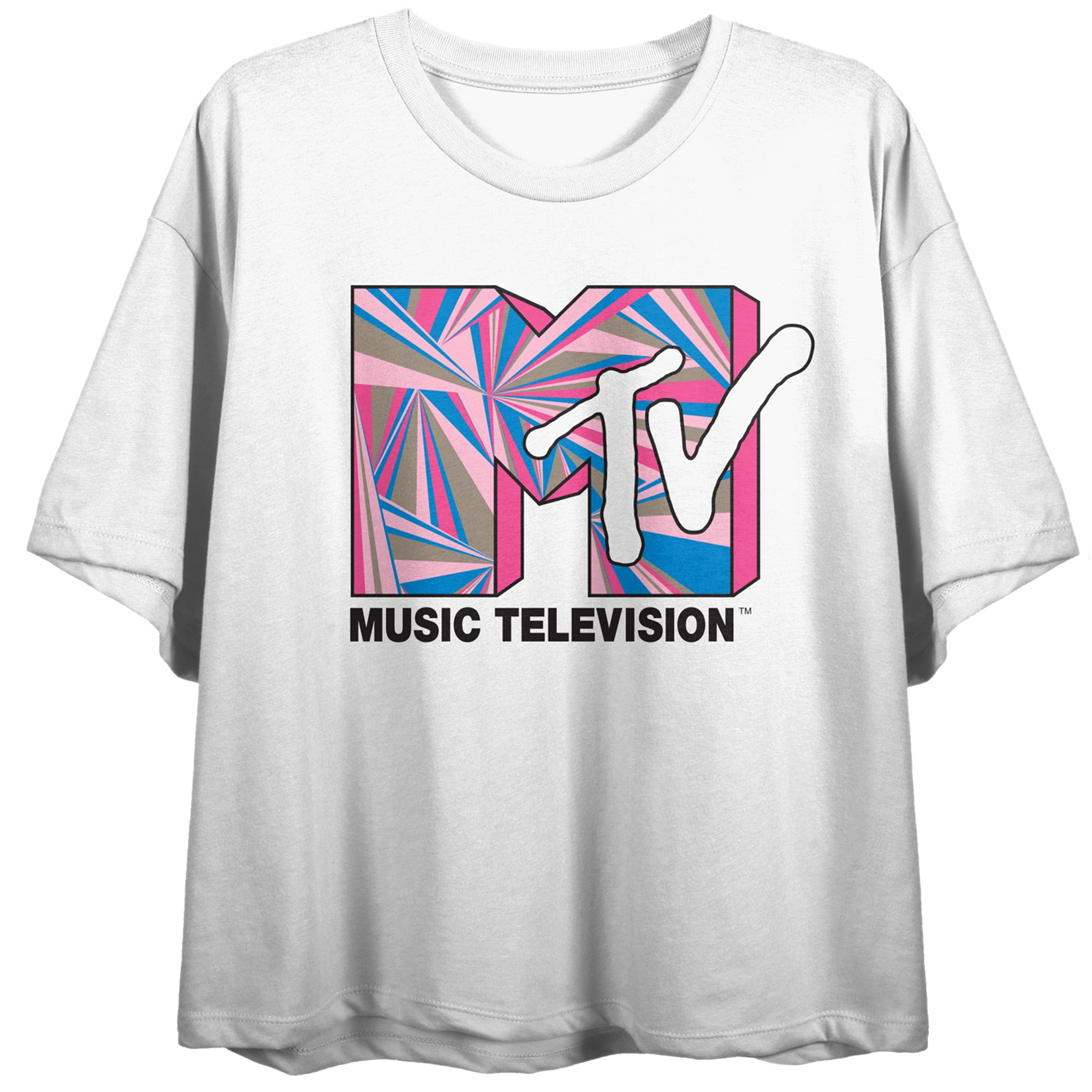 MTV Pastel Logo Women's White Crew Neck Short Sleeve Crop Top-Large - Walmart.com
