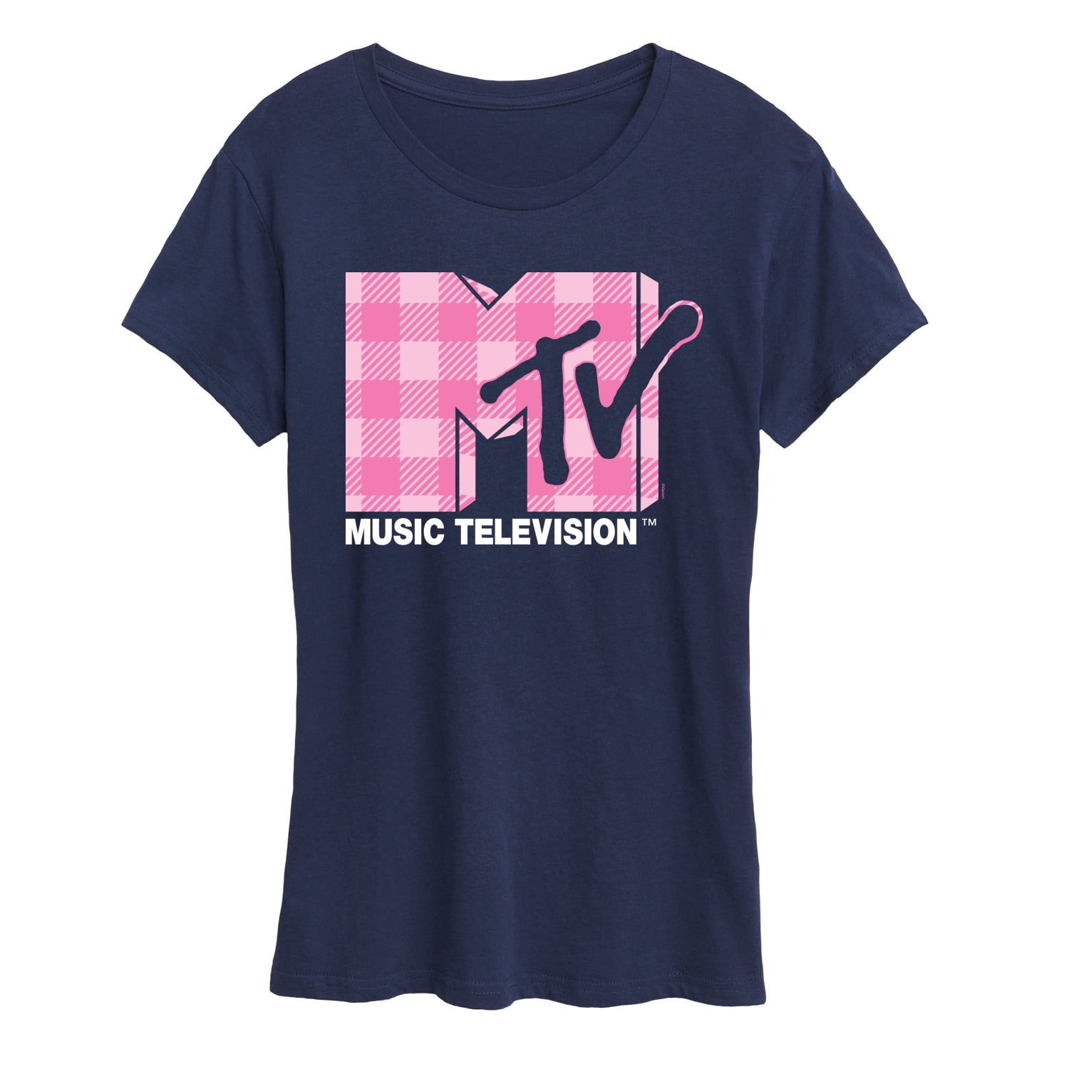 MTV - Pink Plaid Logo - Women's Short Sleeve Graphic T-Shirt - Walmart.com