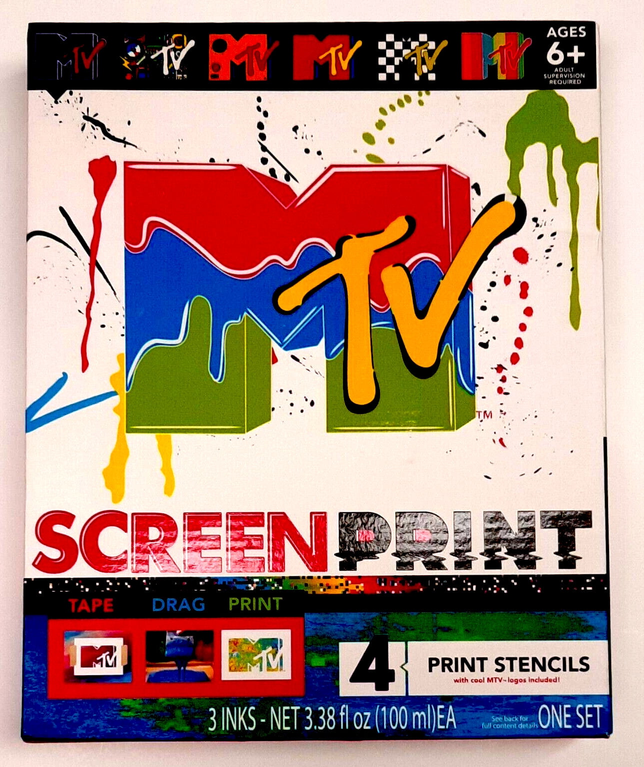 MTV Screen Printing DIY Kit 4 Print MTV Logo Stencils - Walmart.com