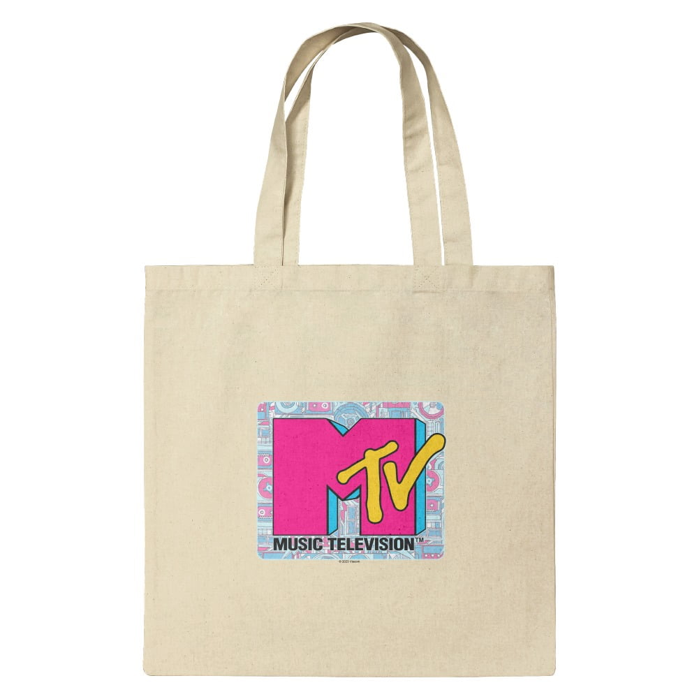 MTV Techno Neon Logo Grocery Travel Reusable Tote Bag - Small - Walmart.com