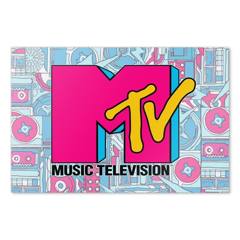 MTV Techno Neon Logo Home Business Office Sign - Poster - 24" x 36 ...