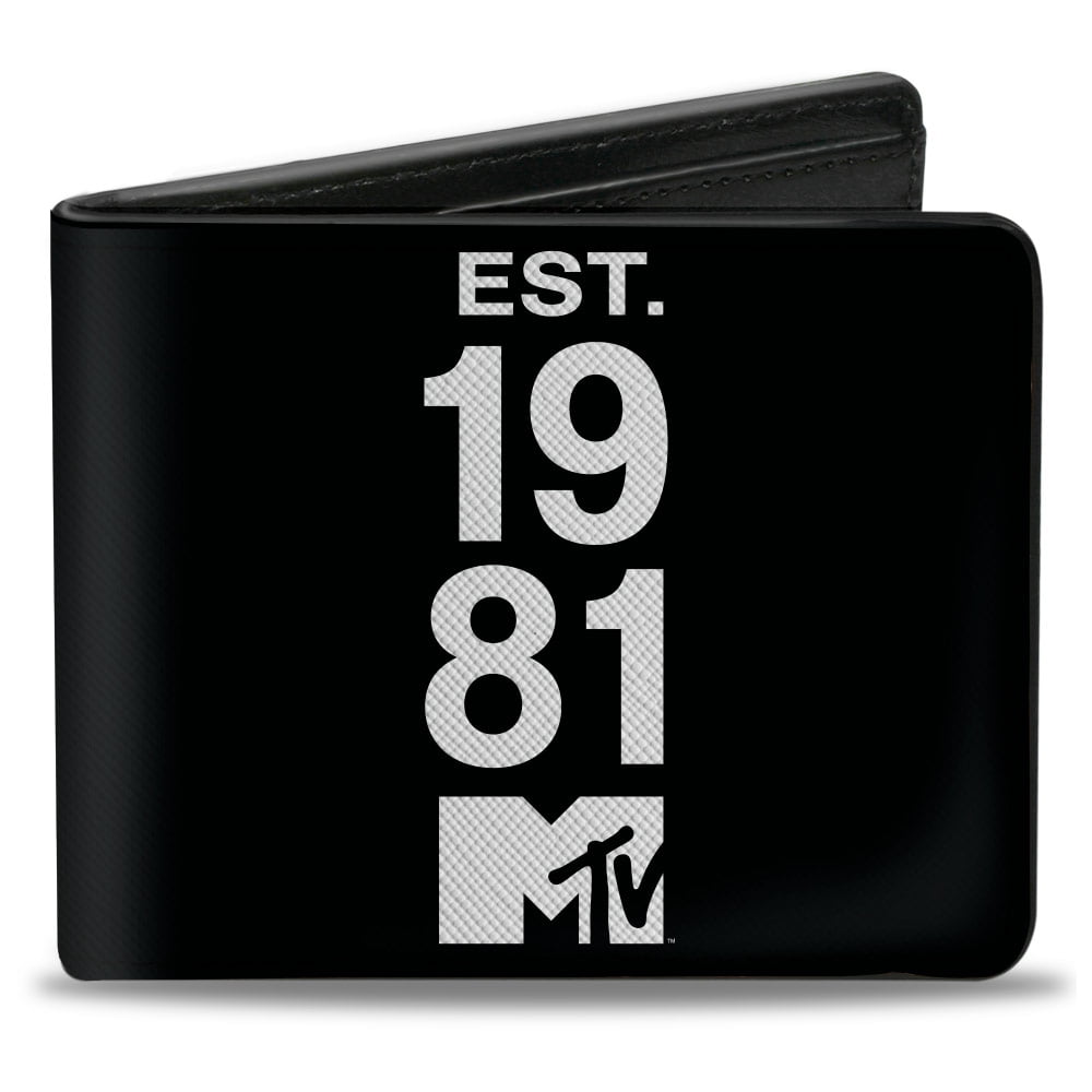 MTV Wallet, Bifold, MTV Established 1981 Text and Logo Black White ...