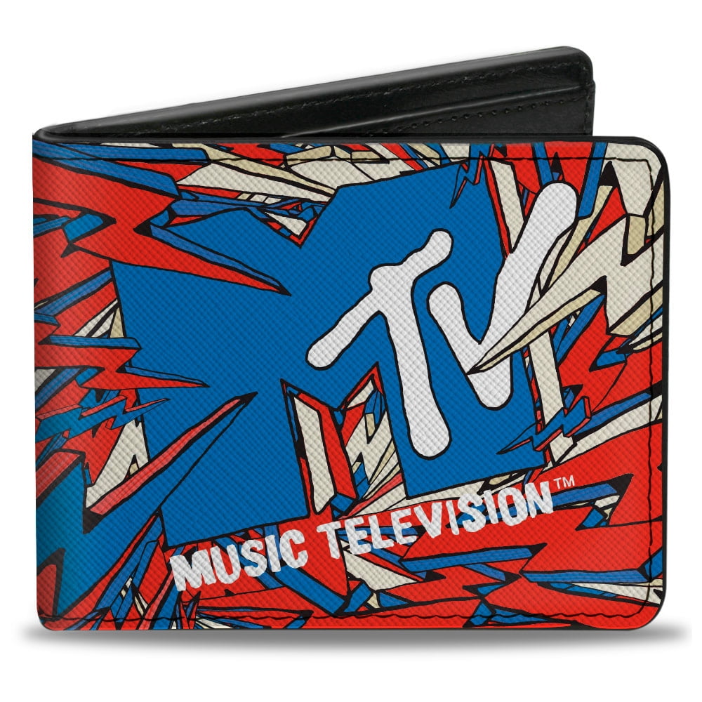 MTV Wallet, Bifold, MTV Music Television Bolts Logo Blue White Red ...