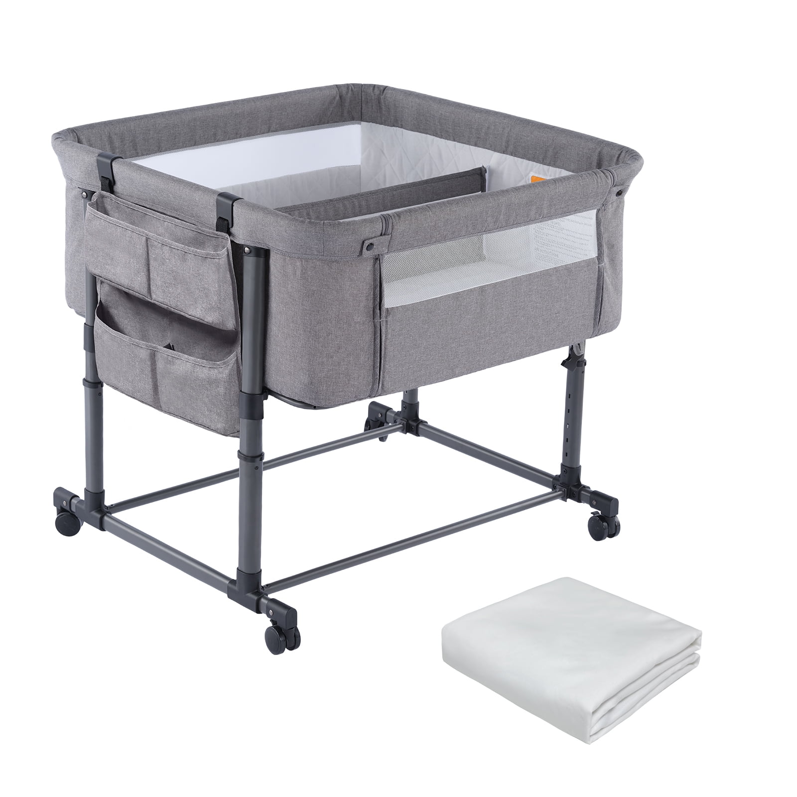 MTWML Twin Bassinet for 2 Babies,Portable Twins Crib with Storage Bag ...