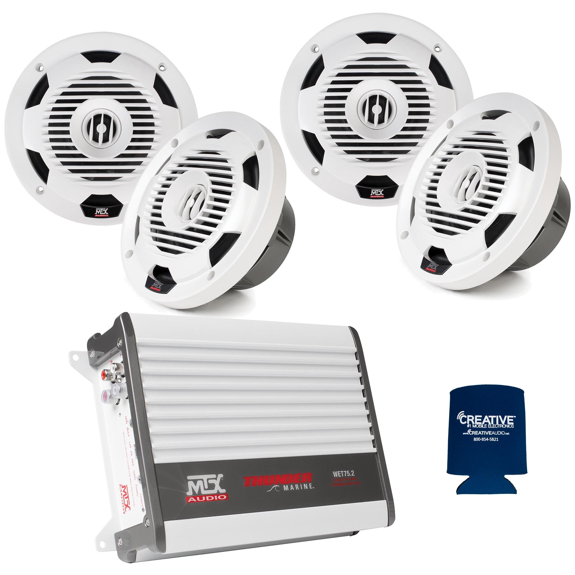 MTX 2 Pairs WET77-W 7.7" 75W RMS 4Ω Coaxial Speakers - White & WET75.2 ...