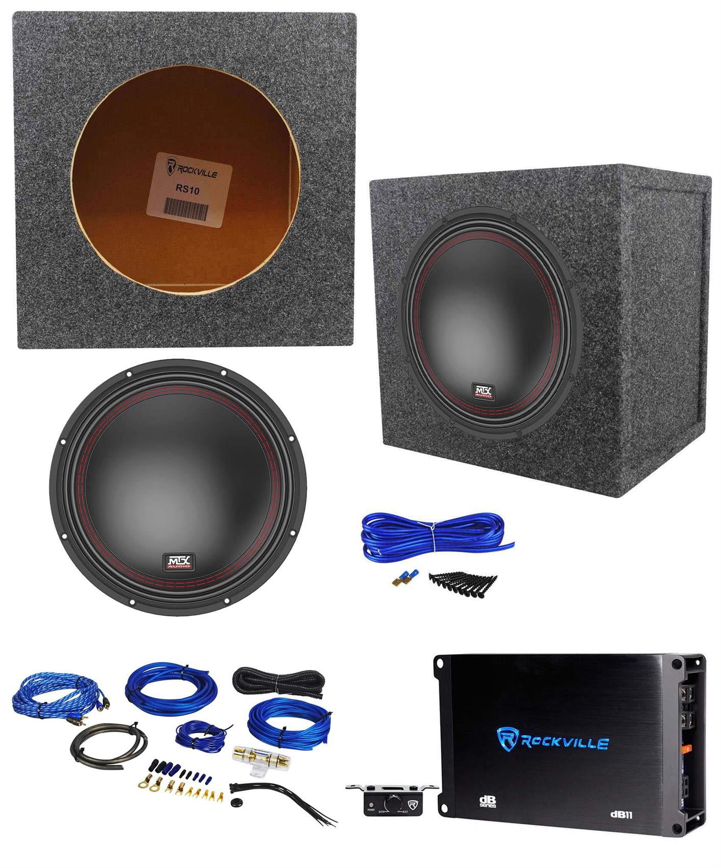 MTX 5510-44 10" 800 Watt DVC Car Subwoofer+Sealed Sub Box+Mono ...