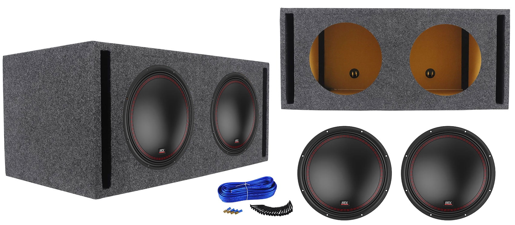 MTX 5512-22 12" 800 Watt DVC 2-ohm Car Audio Subwoofer+Ventled Sub Box ...