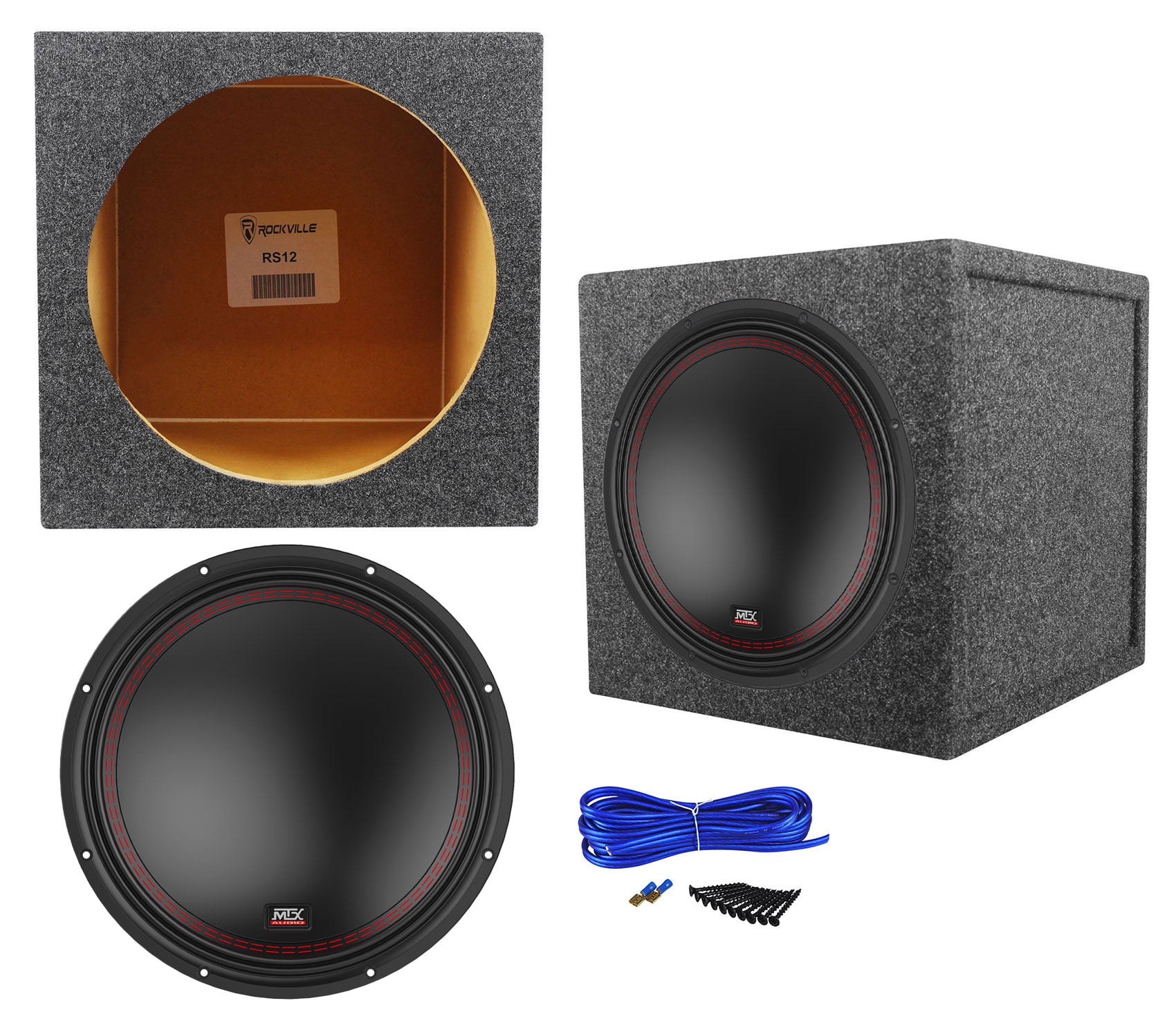MTX 5512-44 12" 800 Watt DVC 4-ohm Car Audio Subwoofer+Sealed Sub Box ...