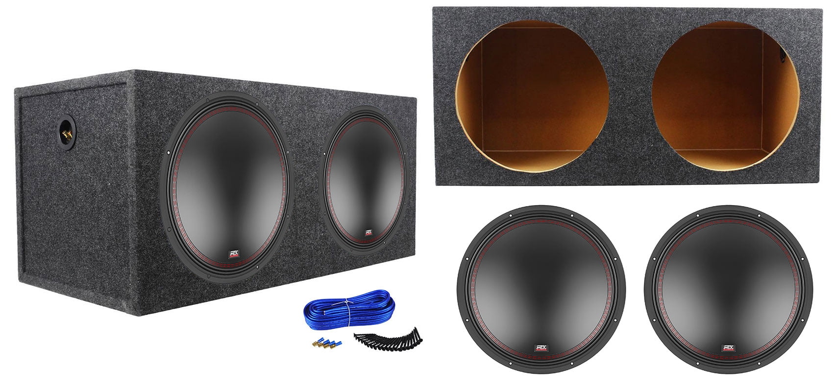 MTX 5515-22 15" 800 Watt DVC 2-ohm Car Audio Subwoofer+Sealed Sub Box ...