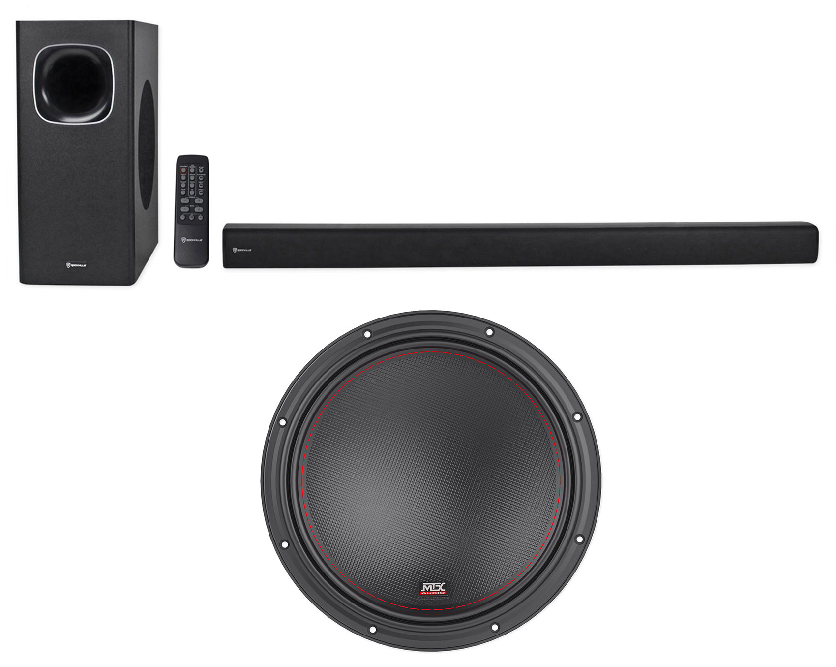 MTX 7512-44 12" 1500w Competition Subwoofer DVC 4ohm Sub+Rockbar ...