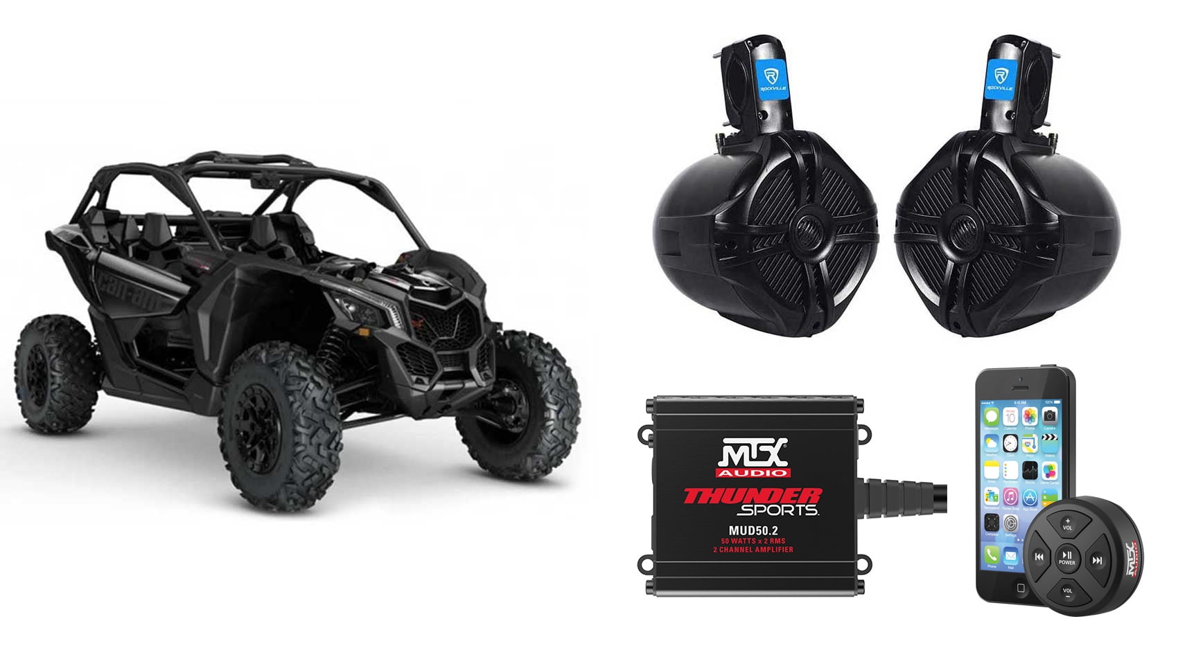 MTX Audio Bluetooth Controller+Tower Speakers+2-Ch. Amplifier 4 Can-Am ...