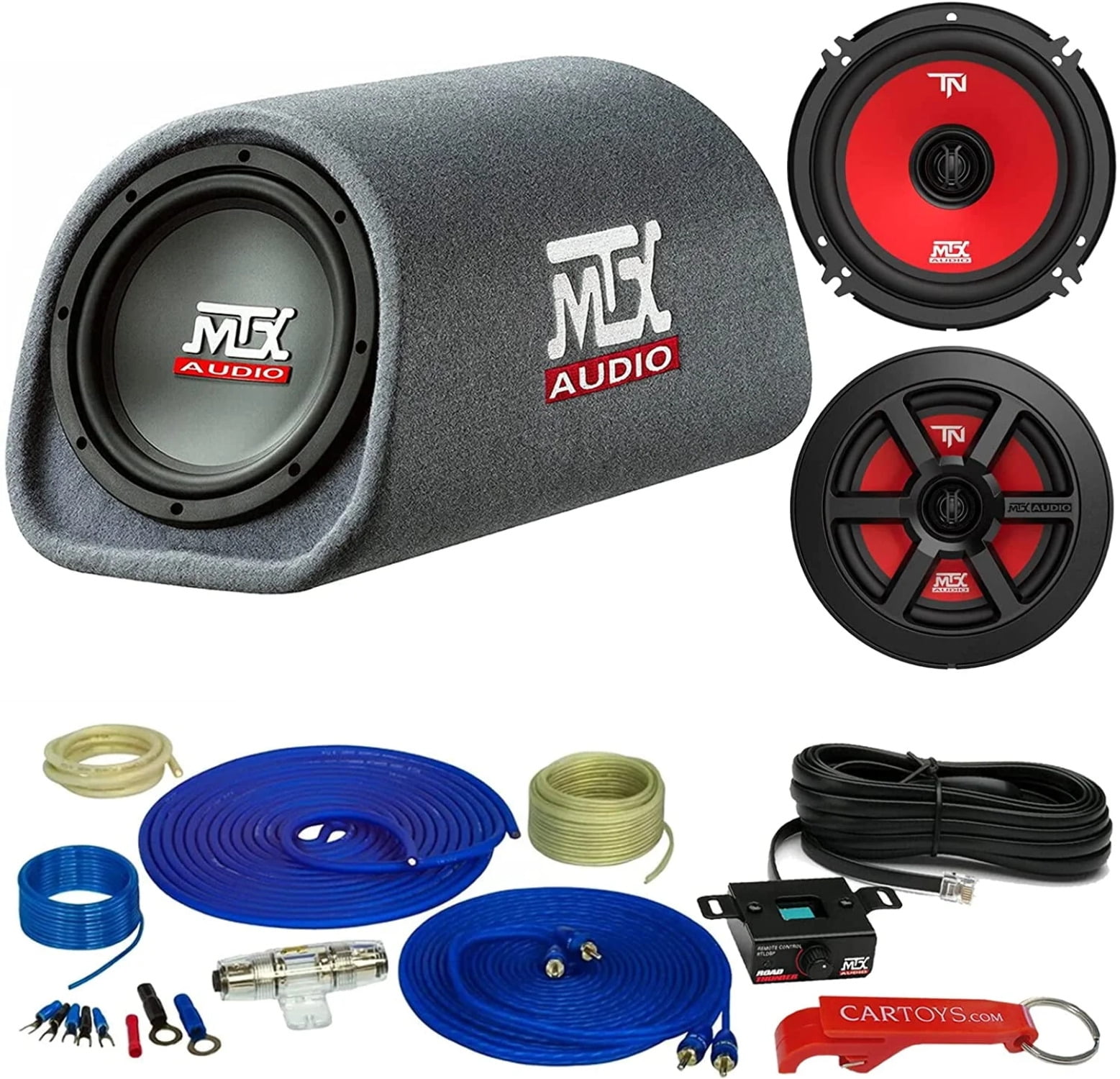 MTX Audio RT8PT Powered Subwoofer with Terminator6 Speakers & Stinger ...