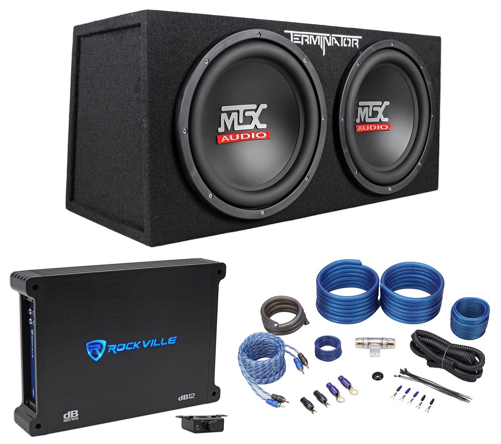 MTX Terminator TNE212D 1200 Watt Dual 12” Subwoofers with Amp, Sealed ...