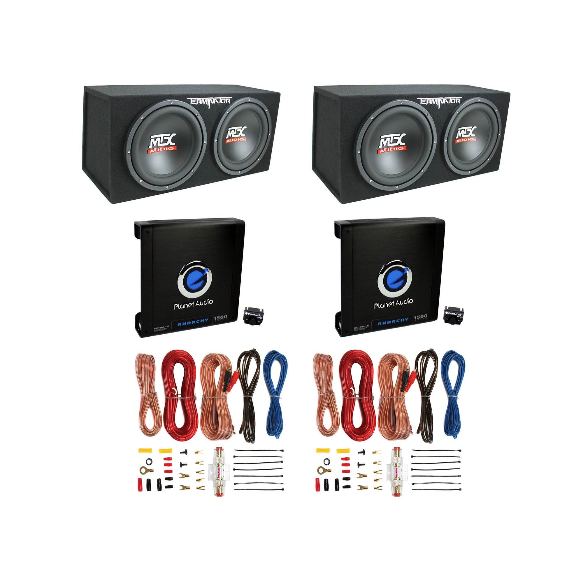MTX Car Subwoofer Box, Planet Audio Amplifier, Soundstorm Wiring Kit (2 Pk) - Walmart.com