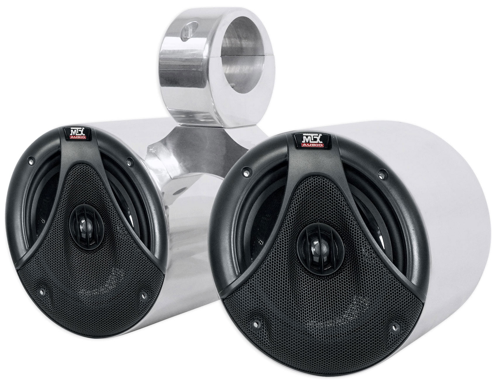 MTX Dual 6.5" 150 Watt Silver Marine Boat Wakeboard Tower Speakers w ...