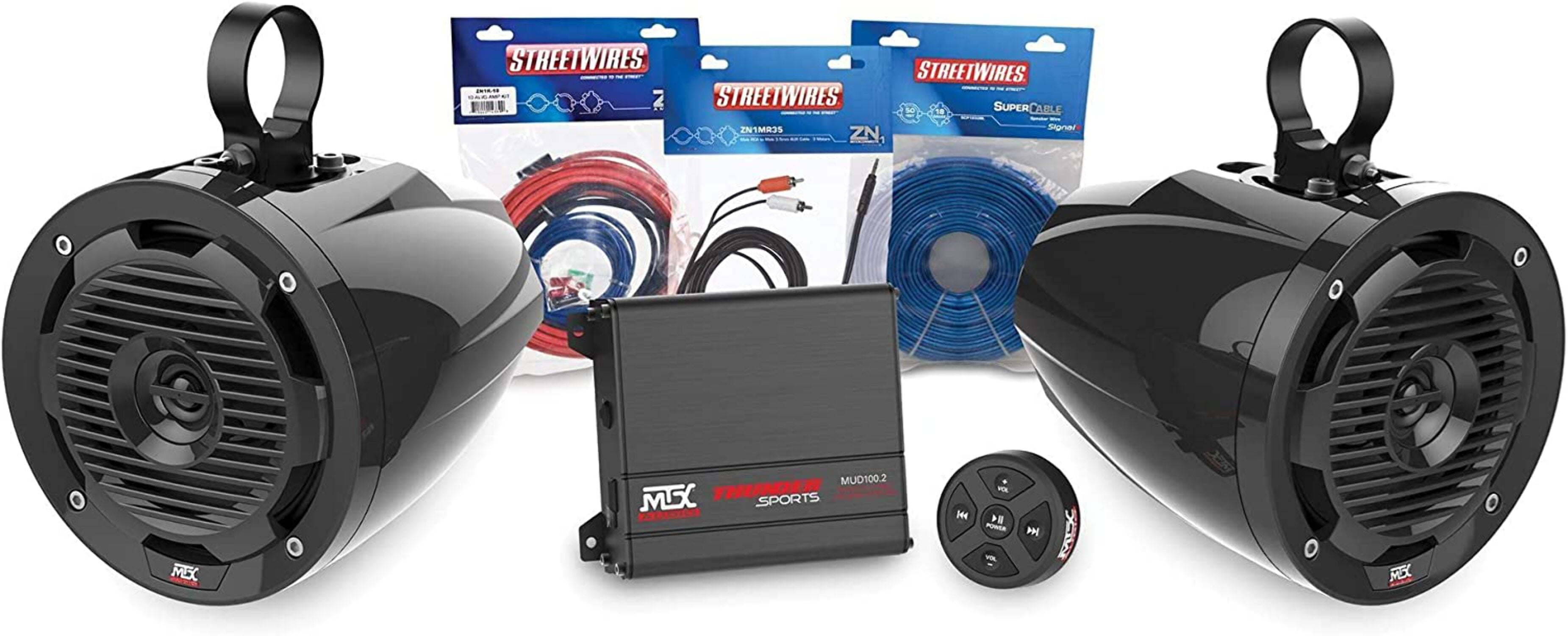 MTX MUD100.2 Universal ATV/UTV Audio System with Bluetooth Receiver ...